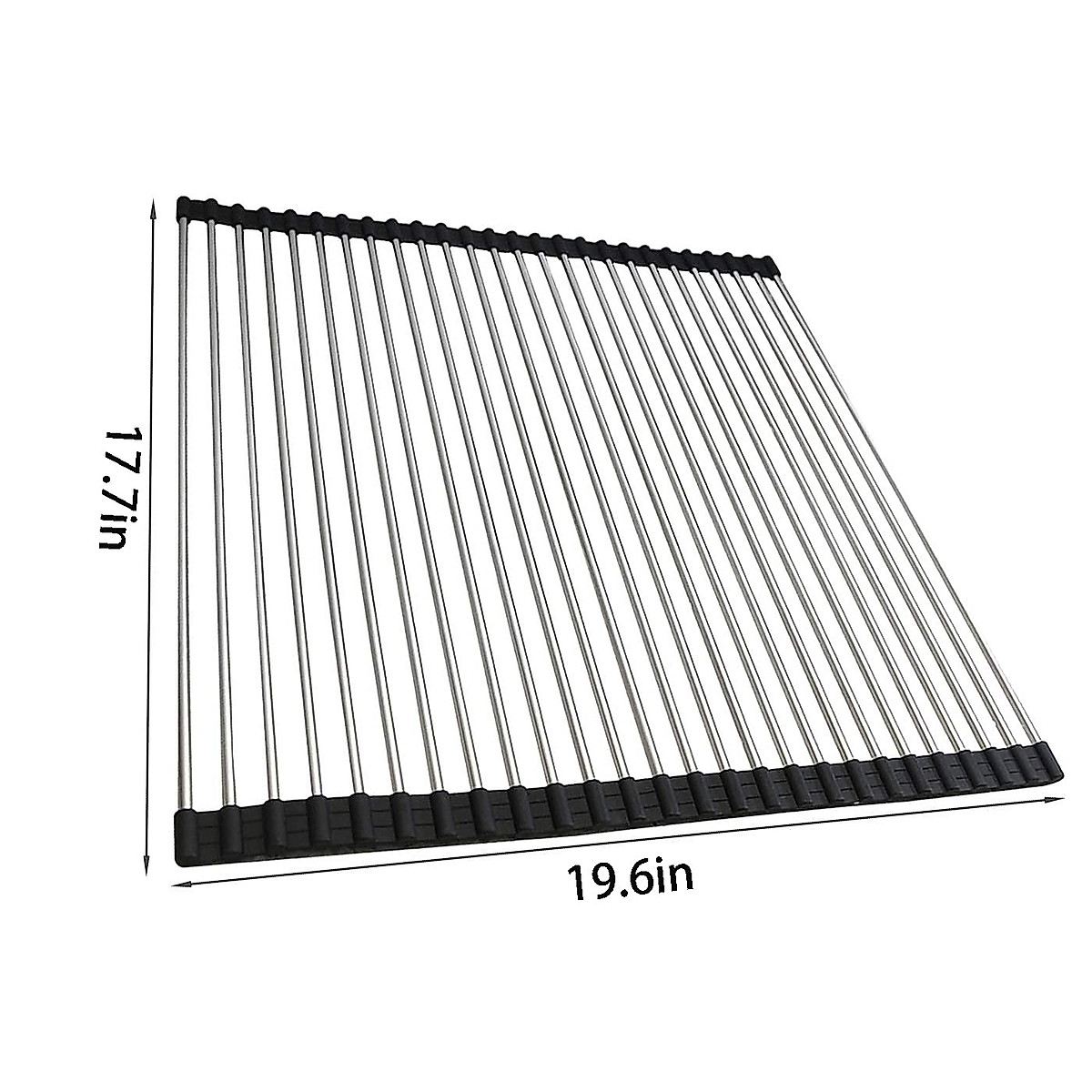 Ahyuan Roll Up Dish Drying Rack Multipurpose Kitchen Dish Rack Roll Over The Sink Dish Drying Rack Portable Rolling Dish Drainer for Kitchen Sink RV Accessories (Black, 17.7''X19.7'')