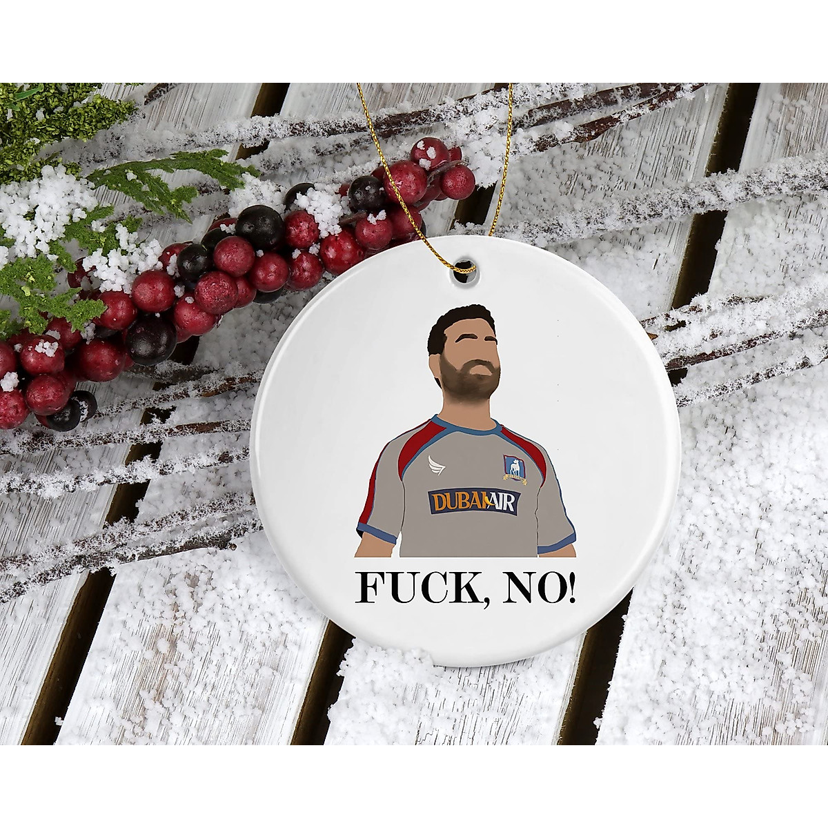 MT Gifts Roy Kent Christmas Ornament - Hilarious Gift for Every Ted Lasso Lover This Holiday Printed on Both Sides, White