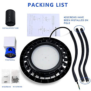 Led Post Top Light 100W with Photocell DLC ETL Listed 14,000Lm Outdoor Post Top LED Circular Area Pole Light [400W Equivalent] 5000K Daylight IP65 Waterproof Post Top Lamp for Garden Yard Street