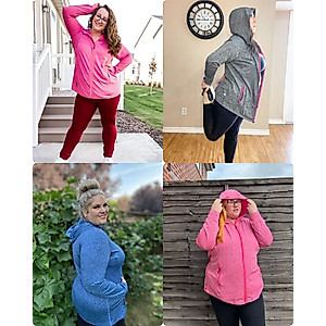 COOTRY Womens Plus Size Workout Jackets Full Zip Up Lightweight Athletic Running Hoodies with Thumb Holes Black 3XL
