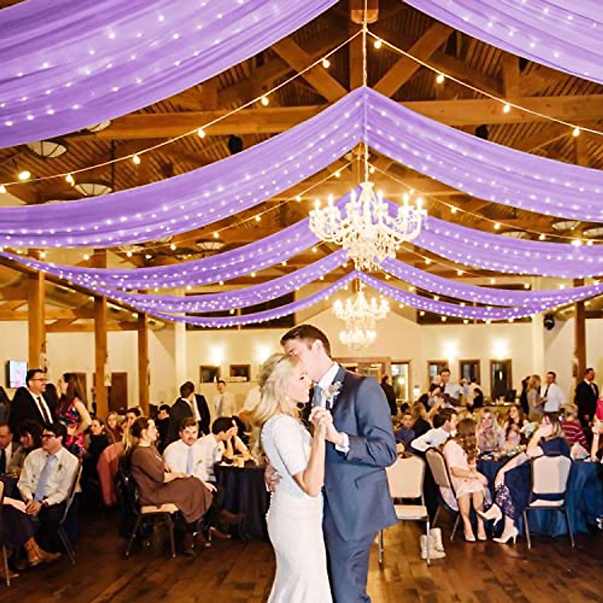 FOTSHARER Lavender Wedding Arch Drapes - 2 Panels, 5x20FT Chiffon Drapes for Backdrop, Bed Canopy, Party Tent