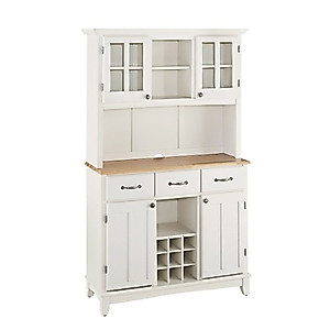 homestyles Buffets Off-White Server with Hutch and Natural Wood Top & Homestyles Nantucket Pantry, 30", Off White