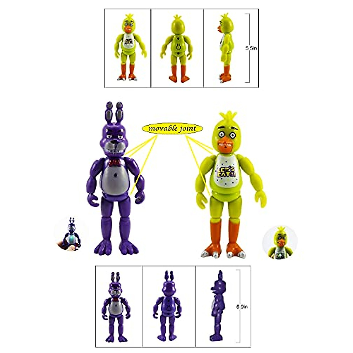 Toysvill FNAF Action Figures (Set of 11pcs) Inspired by Five Nights at Freddy's Toys, Jointed Dolls Perfect Collection and Gift