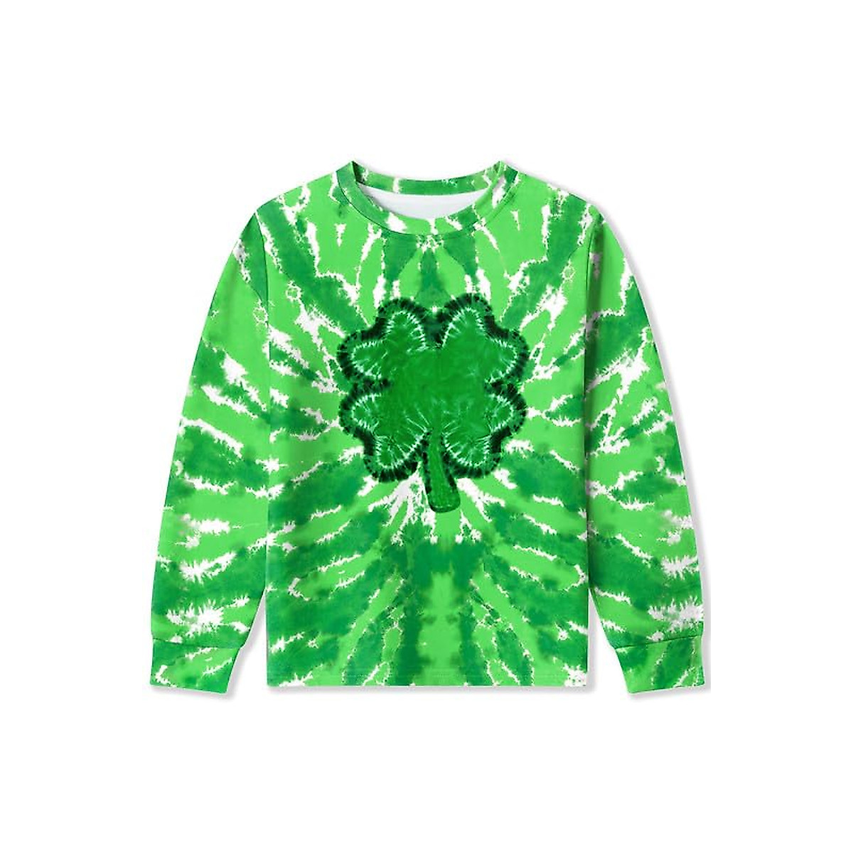 IIMMER Little Boys Girls Fahion St Patty Day Tie Dye Irish Shamrock Long Sleeve Shirt 7-8 Years