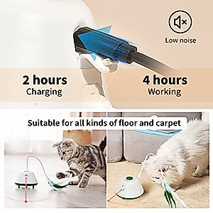 lifefav Cat Toys, Interactive Cat Toy with Laser Pointer - Automatic Cat Wand Toy with Feather, Smart Obstacle Avoidance, Movable Rechargeable Cat Exercise Toys for Indoor Cats Kitten