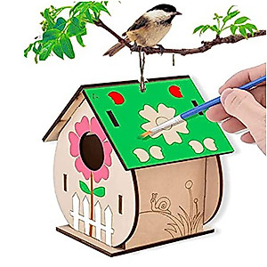 4 Pack DIY Bird House Kit, Halloween Wooden Doodle Birdhouses Set,Paint Wooden Arts,Bird House Building Kit for Boys Toddler Children Ages 4-6 6-8 8-12, Birthday Gifts,Easter Craft,Toys for Girls