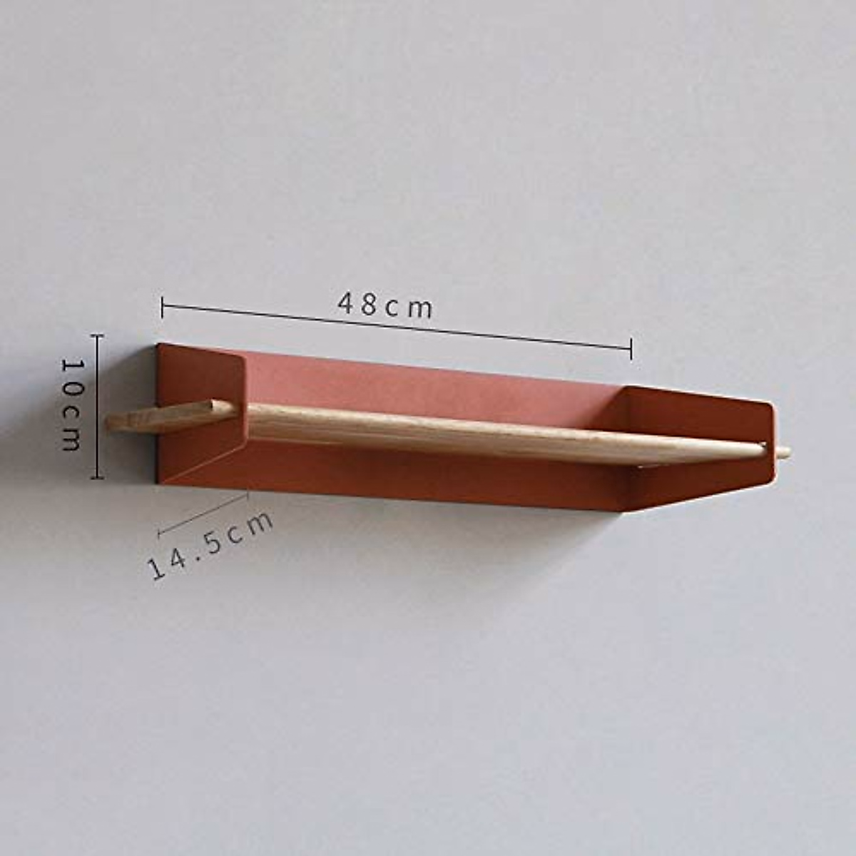 PIBM Stylish Simplicity Shelf Wall Mounted Floating Rack Wooden Collections Living Room Creative,3 Sizes,6 Colors Avaliable, Red , 29.5X10X15cm