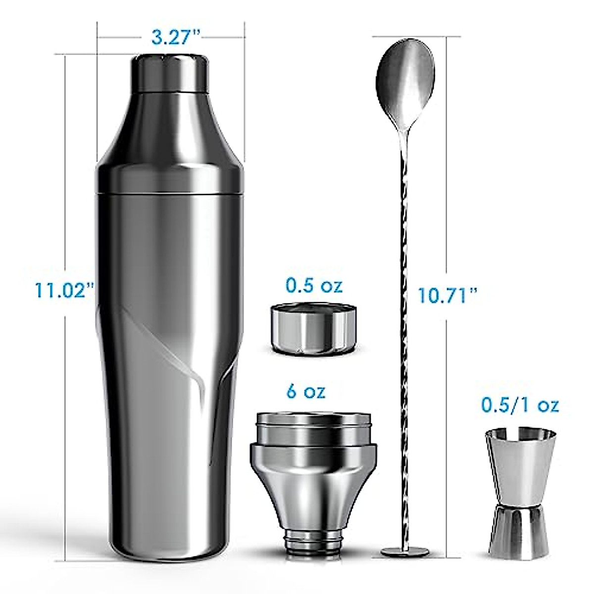 Cocktail Shaker Haraye Premium Vacuum Insulated Stainless Steel Martini Shaker Cocktail Shaker Bar Set 18/8 Drink Shaker Home Margarita Shaker Bar Shaker Alcohol Shaker Can be Used for Gifts