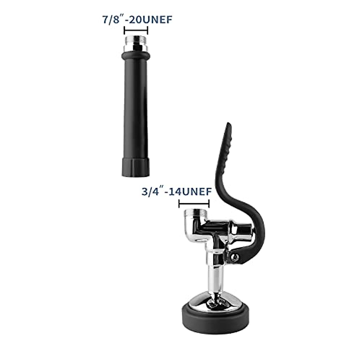 Pre Rinse Sprayer Commercial Sink Sprayer Head,1.42GPM Spray Valve Dish Sprayer Nozzle with Ergonomic Handle, Commercial Faucet Parts for Commercial Kitchen Faucet,Chrome Finished（Black）