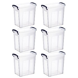 Superio Clear Storage Boxes with Lids, Plastic Container Bins for Organizing, Stackable Crates, BPA Free, Non Toxic, Odor Free, Organizers for Home, Office, School, and Dorm,12 Qt, 6 Pack
