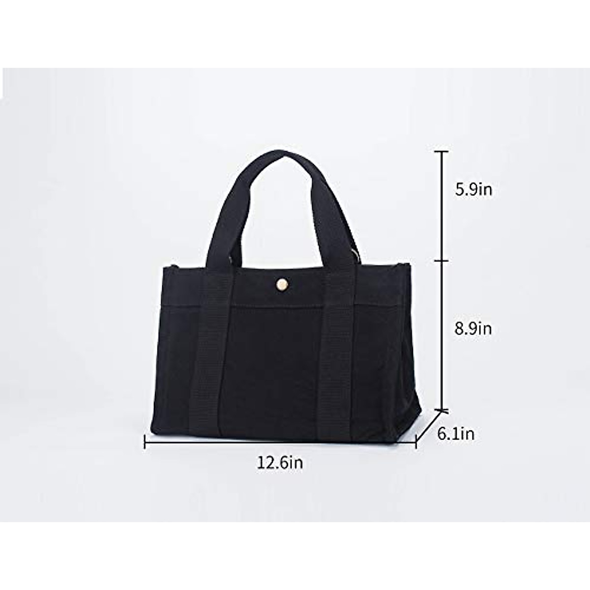 YONBEN Crossbody Purses For Women Medium with Handles Long Strap Canvas Satchel Purse (Black)