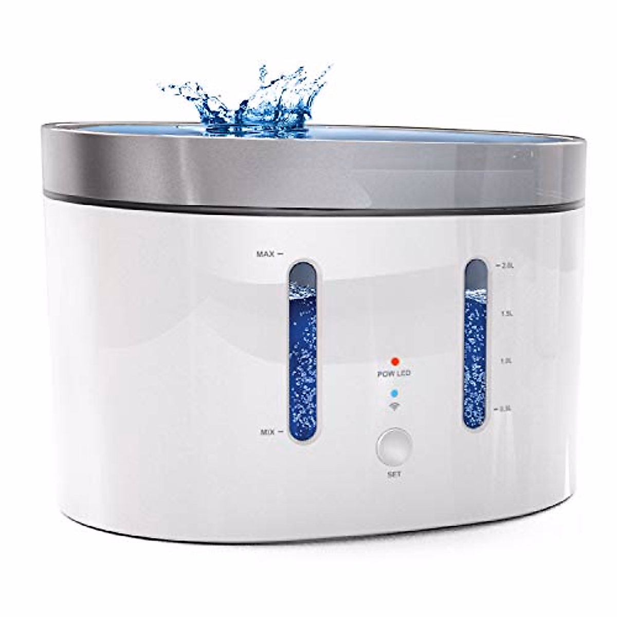 Home Zone Pet Water Fountain - Smart 2.4GHz Automatic Water Fountain for Small Cats and Dogs with Water Filter, 2L
