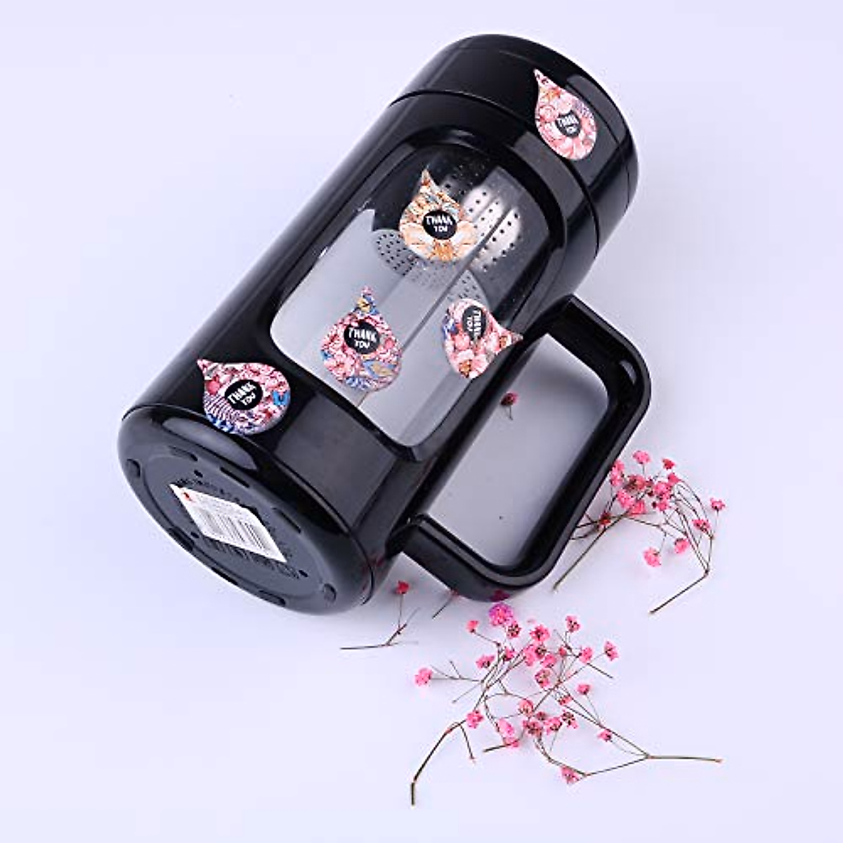 1 inch Water Drop Thank You Stickers, 500 Stickers per roll, 9 Designs in Total, 1000 Multi-Color Thank You Stickers (2 Rolls in Total)