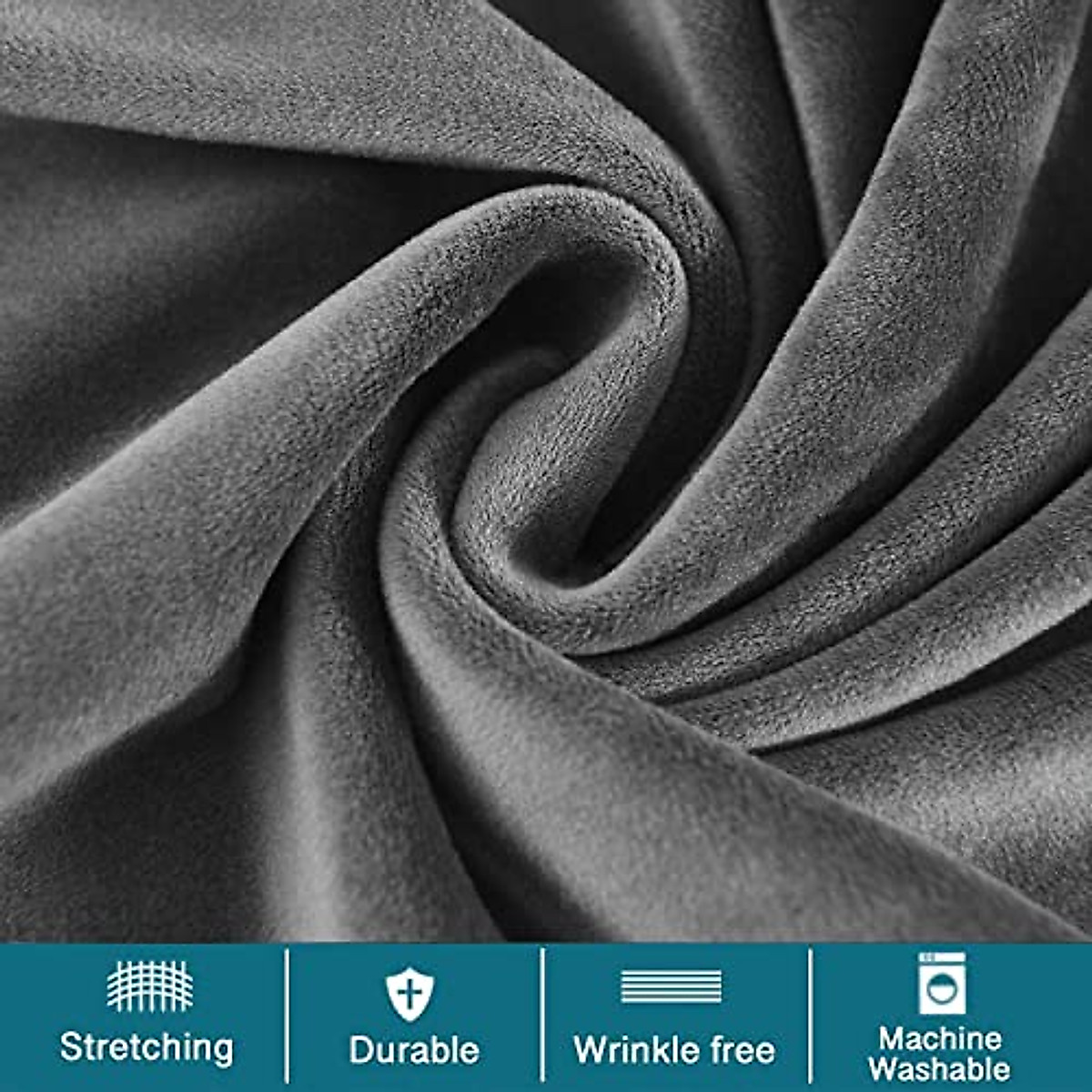 Storage Ottoman Cover,Stretch Velvet Rectangle Storage Bench Cover Jacquard Ottoman Covers Rectangle Folding Storage Bench Ottoman Cover Footrest Stool Slipcover with Elastic Bands Dark Grey Medium