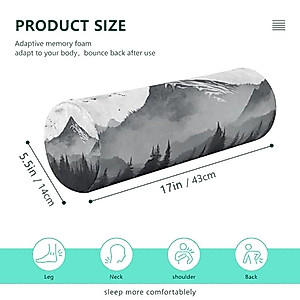 xigua Mountain Landscape Neck Roll Pillow for Neck Relief with Removable Washable Cover - Memory Foam Round Cylinder Bolster, Ergonomically Designed for Head, Neck, Back, and Legs