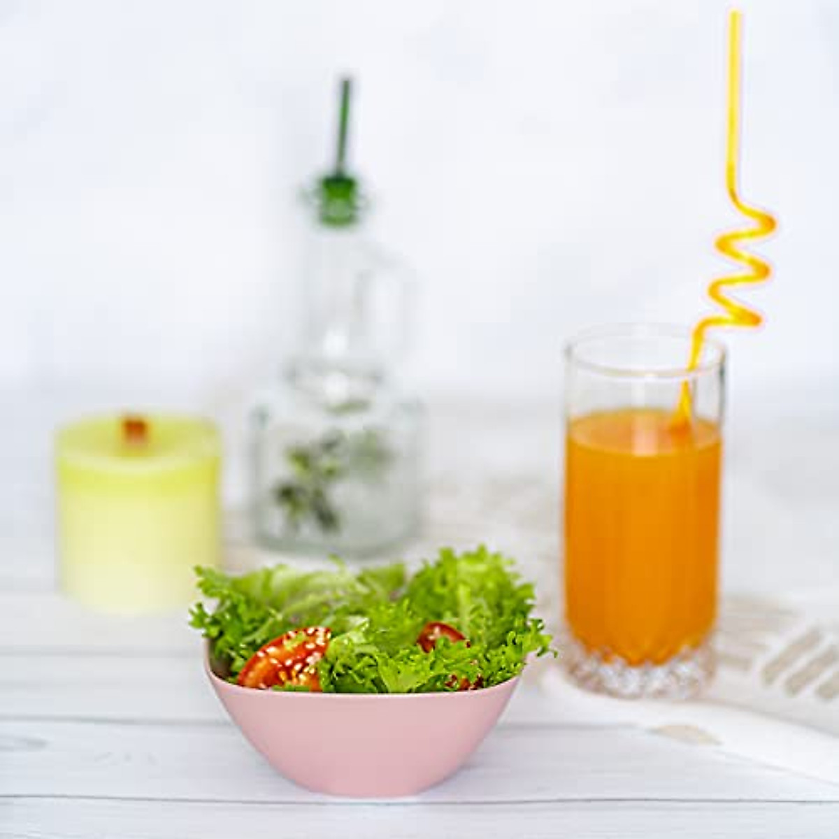 ARNO Serving Bowls Plastic Set of 6,12 OZ Stackable Salad Cereal Soup Snack Fruit Unbreakable BPA Free