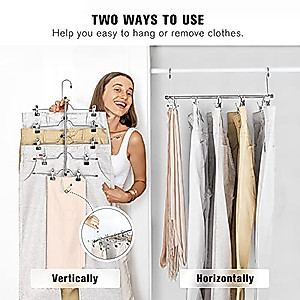 CINKSY Pants Skirt Hangers Space Saving 5 Layers with Non-Slip Foam Padded Swing Arm 9 Pack