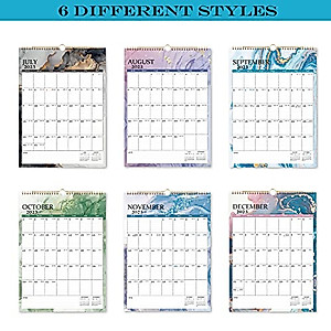 Calendar 2023-2024 - Wall Calendar 2023-2024, 12" x 17", January 2023 - June 2024, 2023 Wall Calendar with 18 Month, Thick Paper,Twin-Wire Binding + Hanging Hook + Large Blocks with Julian Dates - Black Waterink