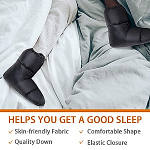 Tapasimme Down Booties Men Women Backpacking Down Slippers (Black, Large)