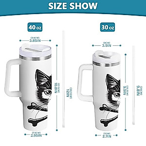 ODAWA Cat Skull Travel Tumbler 30 Oz Water Cup with Straw and Lid