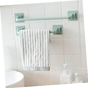 DOITOOL Punch Towel Rack 2pcs Towel Storage Rack Towel Rack Bathroom Accessories Towel Kitchen Supplies Light Green Punch Rack Towel Holder Bath Towel Rod Bedroom Towel Holder