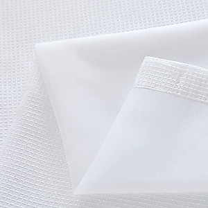 Waffle Weave Shower Curtain With Liner Sets - Modern Shower Curtain for Bathroom With Mesh Top Window - Premium Quality Fabric Snap Shower Curtain