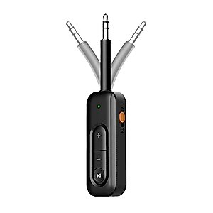 Bluetooth Transmitter Receiver Wireless Adapter: Aux Jack Stereo Audio Dual Connections - for TV Car Headphone Airplane