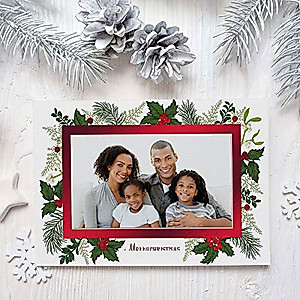 Current Deluxe Holly Christmas Card Photo Frames - Set of 18 Folded Cards, Holiday Card Value Pack, Fits 4 x 6-Inch Horizontal Photos, Envelopes Included