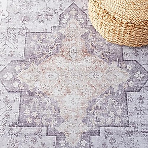 SAFAVIEH Tucson Collection Area Rug - 9' x 12', Light Purple & Sage, Traditional Design, Washable & Slip Resistant, Ideal for High Traffic Areas in Living Room, Bedroom & Dining Room (TSN105W-9)