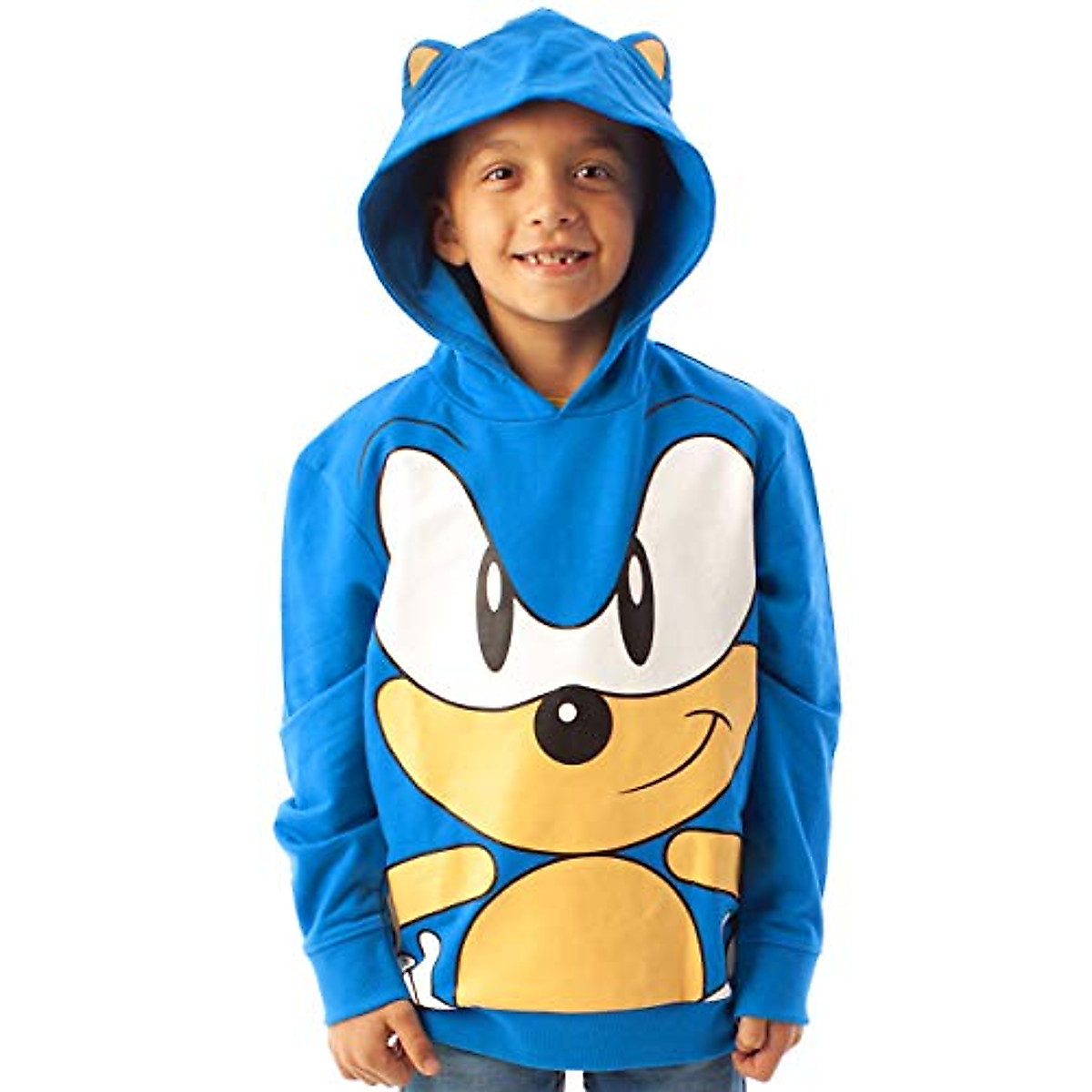 Sonic The Hedgehog Hoodie For Boys Character 3D Ears Boy's Kids Blue Hooded Jumper 7-8 Years