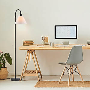 Globe Electric 67397 Barden 58" Floor Lamp, Black, Dark Gray Velvet Shade, On/Off Socket Rotary Switch