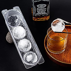 Combler Ice Molds, Ice Cube Tray for Freezer, 2 Inch Large Ice Cube Molds for Cocktails Whiskey Bourbon, Diamond Ice Ball Maker Mold, Round Ice Cube Mold Set of 2, With Tong & Storage Bag Gifts