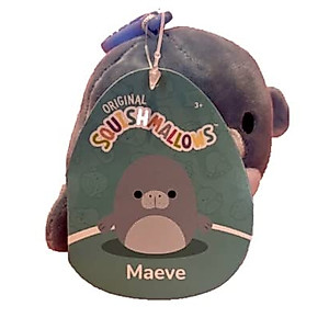 Squishmallow Official Kellytoy 3.5 Inch Clip On Bag Keychain Backpack Clips Squishy Soft Plush Toy Animal (Maeve The Manatee)