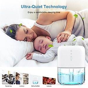 Dehumidifiers, Small Dehumidifiers for Home 320 Sq.Ft with Timer, LED Light 50oz(1500ml) Auto Defrost Portable Dehumidifiers for RV Bedroom Bathroom Closet Kitchen Office, Ultra Quiet