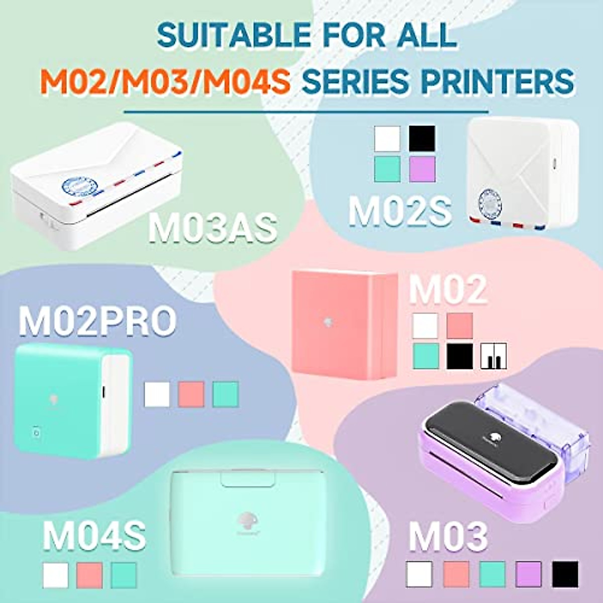 Phomemo Adhesive Thermal Sticker Paper,White/Transparent/Semi-Transparent Thermal Printer,for Phomemo M02/M02 Pro/M02S/M03/M03AS/M04S Bluetooth Thermal Pocket Printer, 50mm-53mm Width,2.5m-3.5m Length