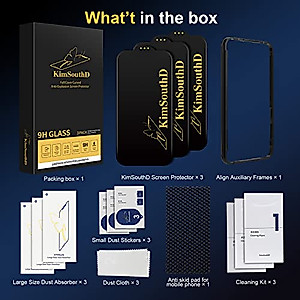 KimSouthD 3 Pack Shatterproof Tempered Glass Screen Protector iPhone 14 Pro Max 6.7 inch - Anti Fingerprint & 10X Anti Scratch, [Full Coverage Receiver Dust-proof], Easy to Install with No Bubbles.