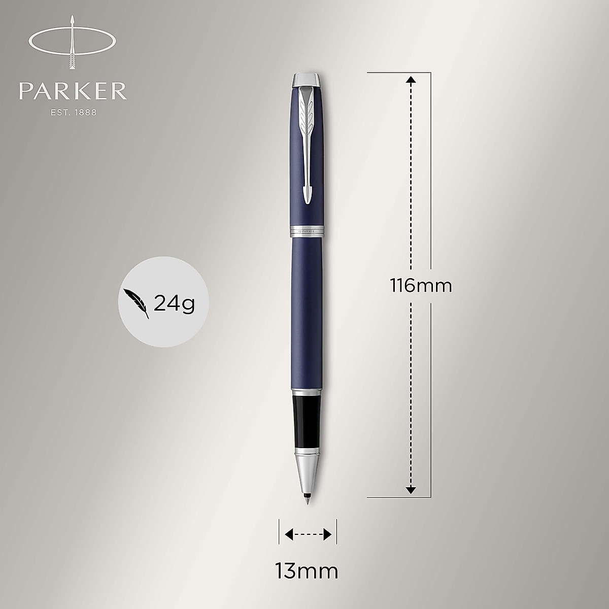 PARKER IM Rollerball Pen, Matte Blue with Fine Point Black Ink Refill (1931661)