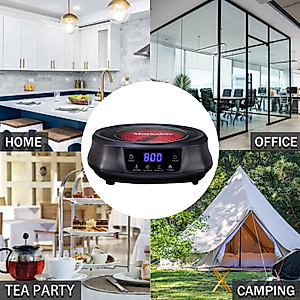 Motanber Mini Electric Stove,800W Hot Plates with 6.1”Countertop Single Burner,8 Level Temperature Control,Portable Compact Induction Cooktop,Easy to Clean,for Boiling Water, Making Tea(Black)
