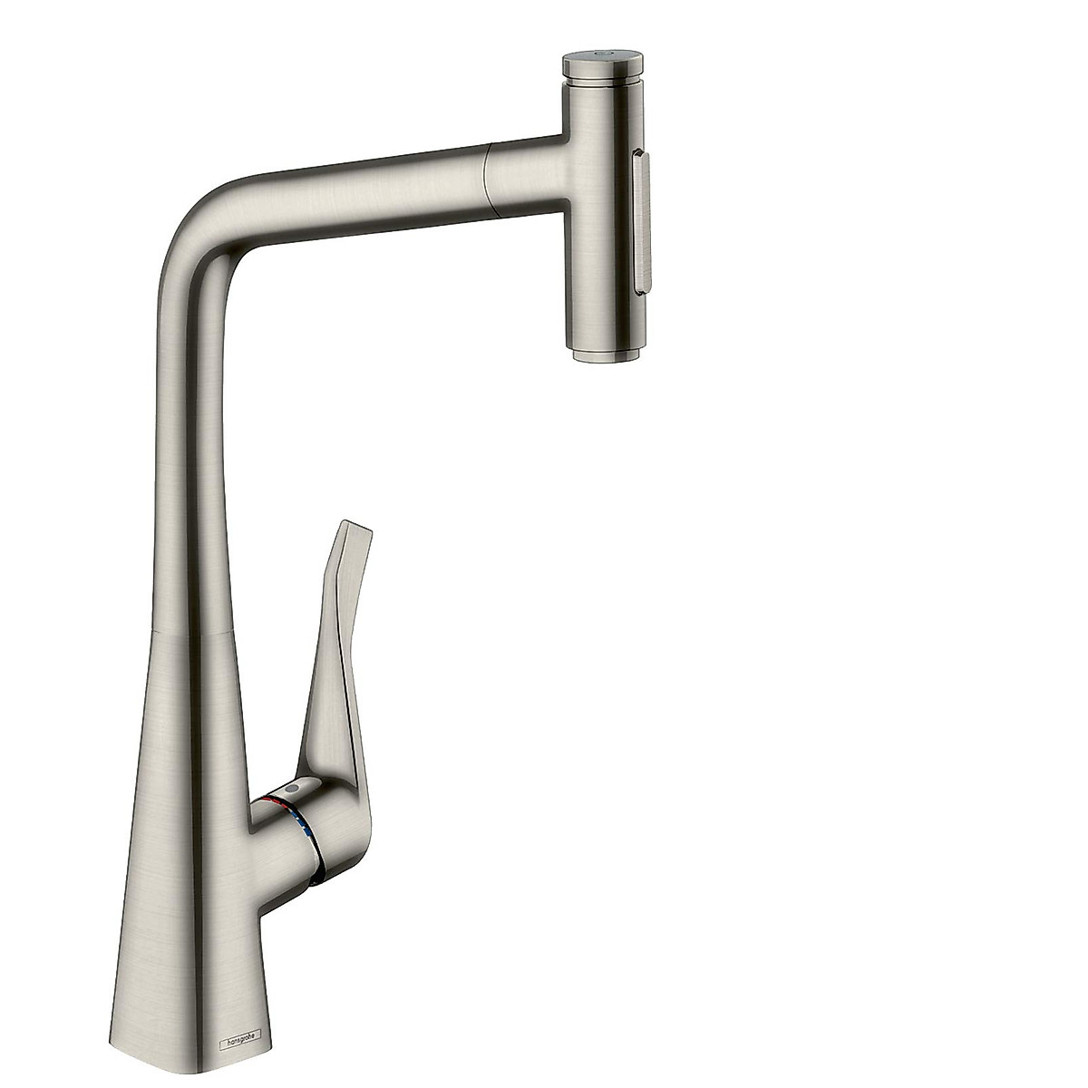 hansgrohe Metris Select Stainless Steel Single-Handle Kitchen Faucet, Kitchen Faucets with Pull Out Sprayer, Faucet for Kitchen Sink, Stainless Steel Optic 73820801