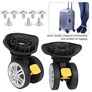 RiToEasysports 1 Pair Universal Mute Luggage Suitcase Wheels Replacement with Brake for Suitcase Parts