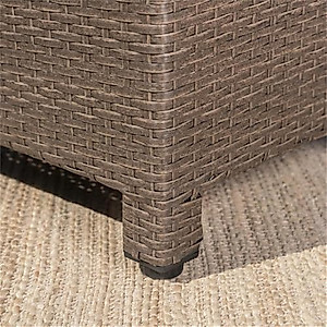 Noble House Puerta Outdoor Wicker Side Table in Light Brown