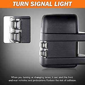 ROADFAR Towing Mirror Fits for 2003-2007 for Ford for F250/for F350/for F450/for F550 Super Duty 2003 2004 2005 for Ford for Excursion Tow Mirror Left Side Power Heated Turn Signal Light Black