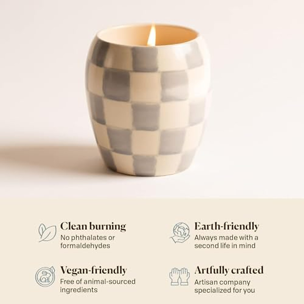 Paddywax Checkmate Artisan Hand-Poured Scented Candle, 11-Ounce, Cotton + Teak