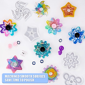 NiArt Fidget Finger Spinner DIY Epoxy Resin Casting Silicone Mold Kit 9 Molds with 10 Bearings Set, Stress Reliever Hand Fidget Toy Gifts for Kids and Adults Art Crafts Home Decorations Jewelry