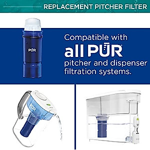 PUR PLUS Water Pitcher Replacement Filter with Lead Reduction (4 Pack), Blue – Compatible with all PUR Pitcher and Dispenser Filtration Systems