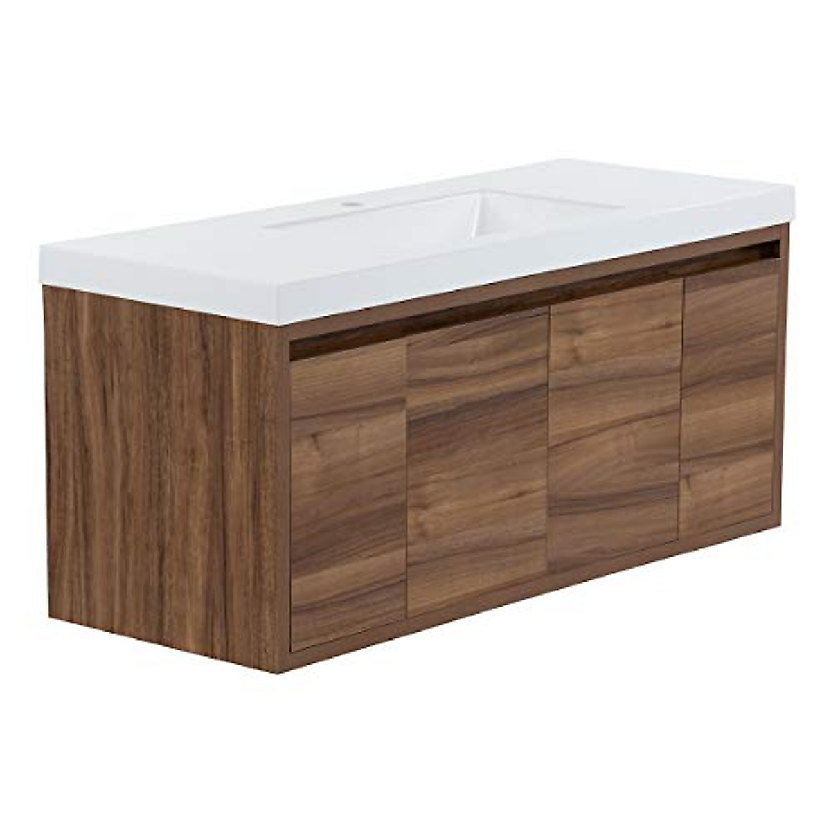 Spring Mill Cabinets Kelby 48 Inch Modern Floating Bathroom Vanity with White Single Sink Top, 2-Door Cabinet, 2 Soft-Close Drawers, 48.5" W x 18.75" D x 22.25"