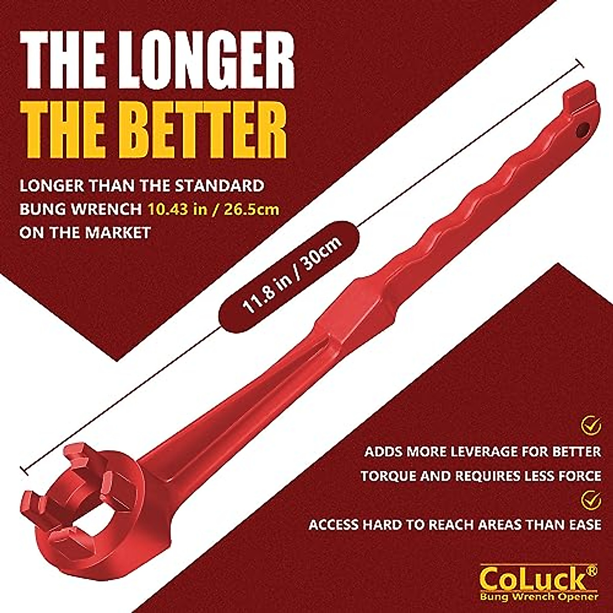 Bung Wrench, 3-in-1 Drum Wrench Upgraded, Aluminum Barrel Opener Tool for Opening 10 15 20 30 55 Gallon Drum, Fits 2" and 3/4" Bung Cap Red