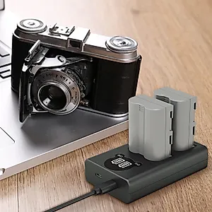 LP EN-EL3e Battery 2-Pack Dual USB Charger with Display for Nikon EN EL3e, EL3, EL3a, MH-18, MH-18a, MH-19, Compatible with Nikon D700, D300s, D300, D200, D100, D90, D80, D70s, D70, D50 & More