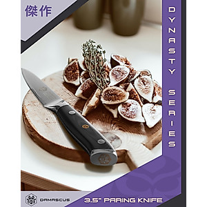 KESSAKU Paring Knife - 3.5 inch - Damascus Dynasty Series - Razor Sharp Kitchen Knife - Forged 67-Layer Japanese AUS-10V High Carbon Stainless Steel - G10 Garolite Handle with Blade Guard