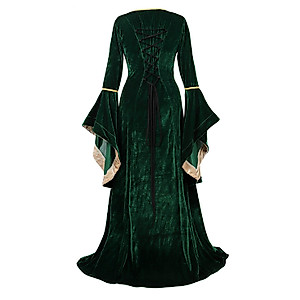 frawirshau Medieval Dress Renaissance Costume Women Ren Faire Costumes Retro Gown, Green Dress M